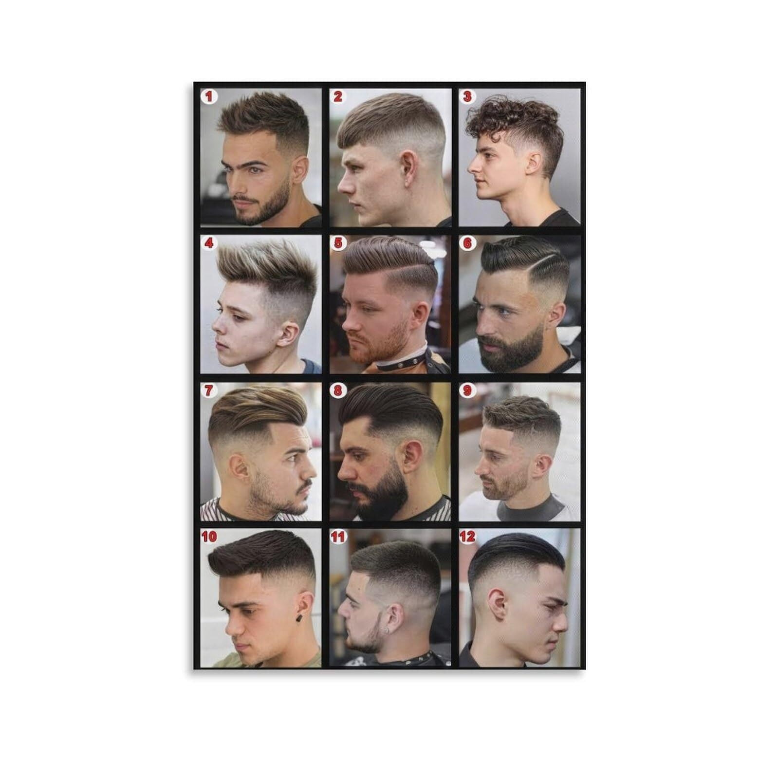 Hairstyle Poster Hairstyle Guide for Men Hair Salon Poster Canvas Wall ...