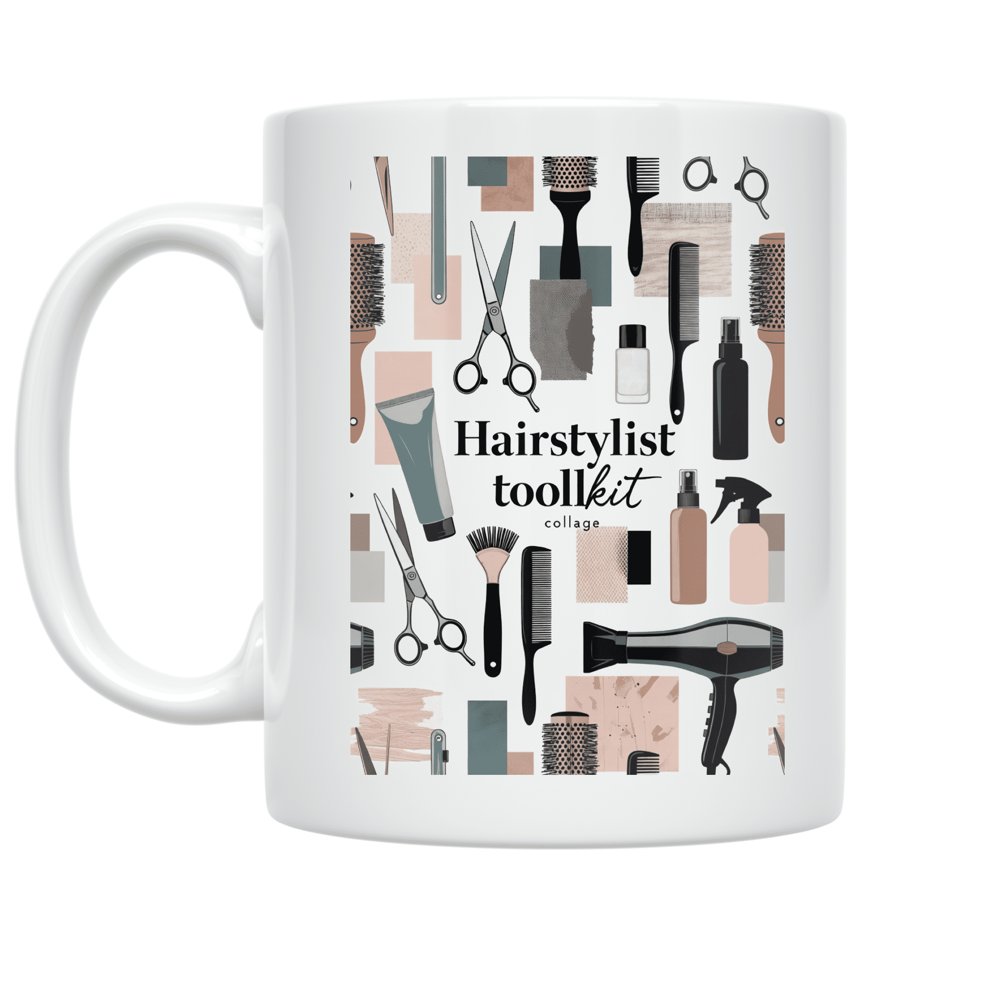 Hairstylist Toolkit Collage - Hairstylist Enthusiast - 11 oz Ceramic ...