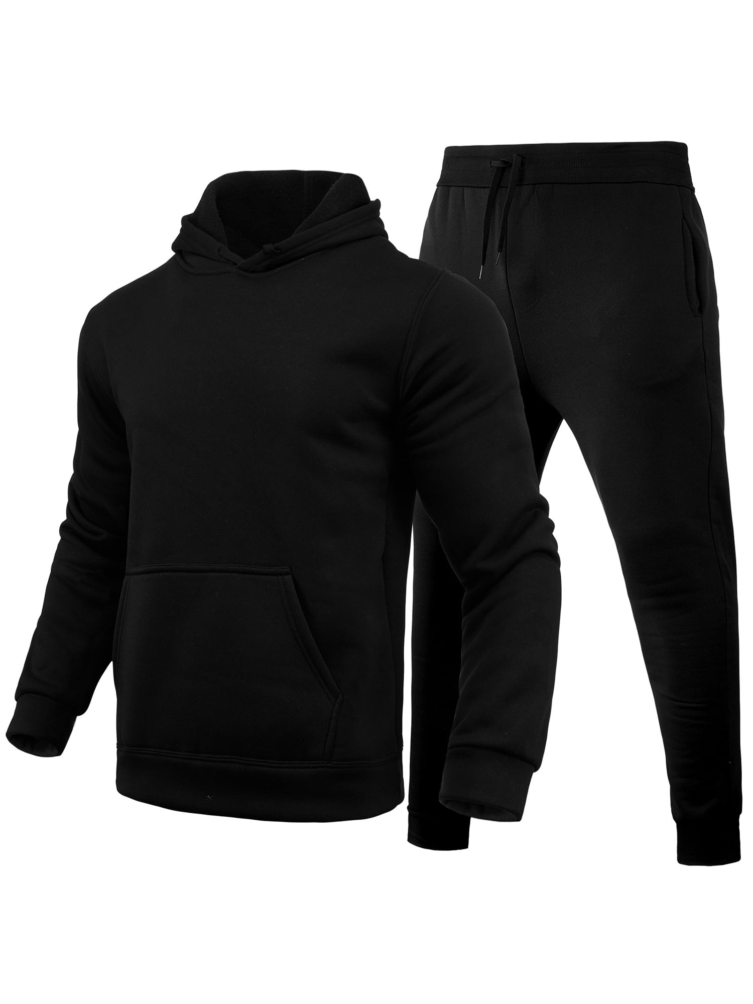 Haite Men Tracksuit Set Solid Color 2 Piece Jogging Suits Hooded