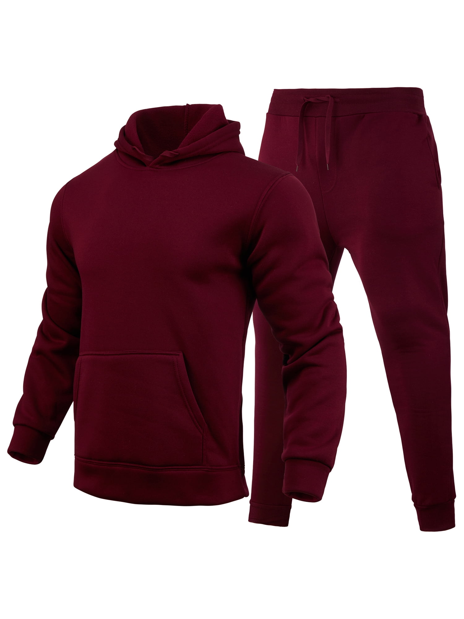 Haite Men Tracksuit Set Solid Color 2 Piece Jogging Suits Hooded ...