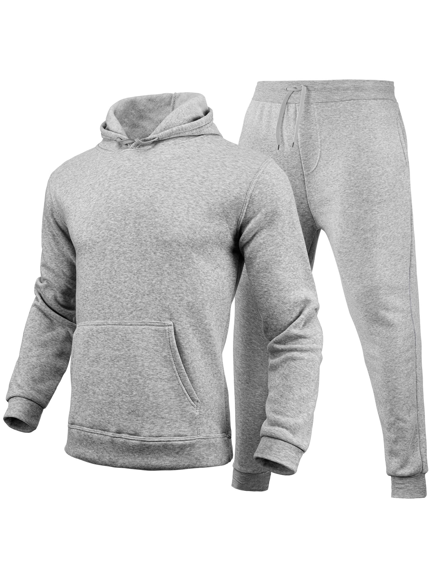 Haite Men Tracksuit Set Solid Color 2 Piece Jogging Suits Hooded