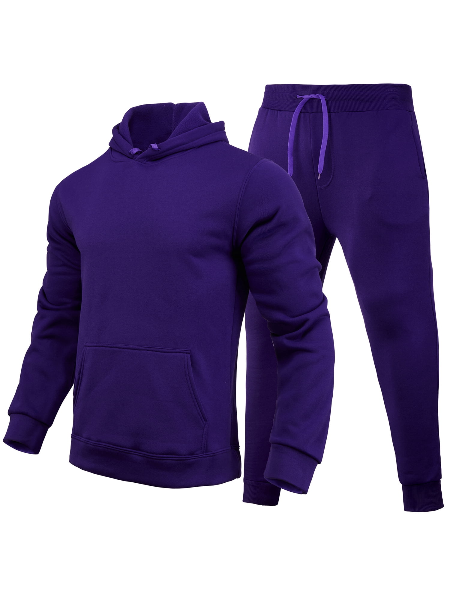 Haite Men Tracksuit Set Solid Color 2 Piece Jogging Suits Hooded