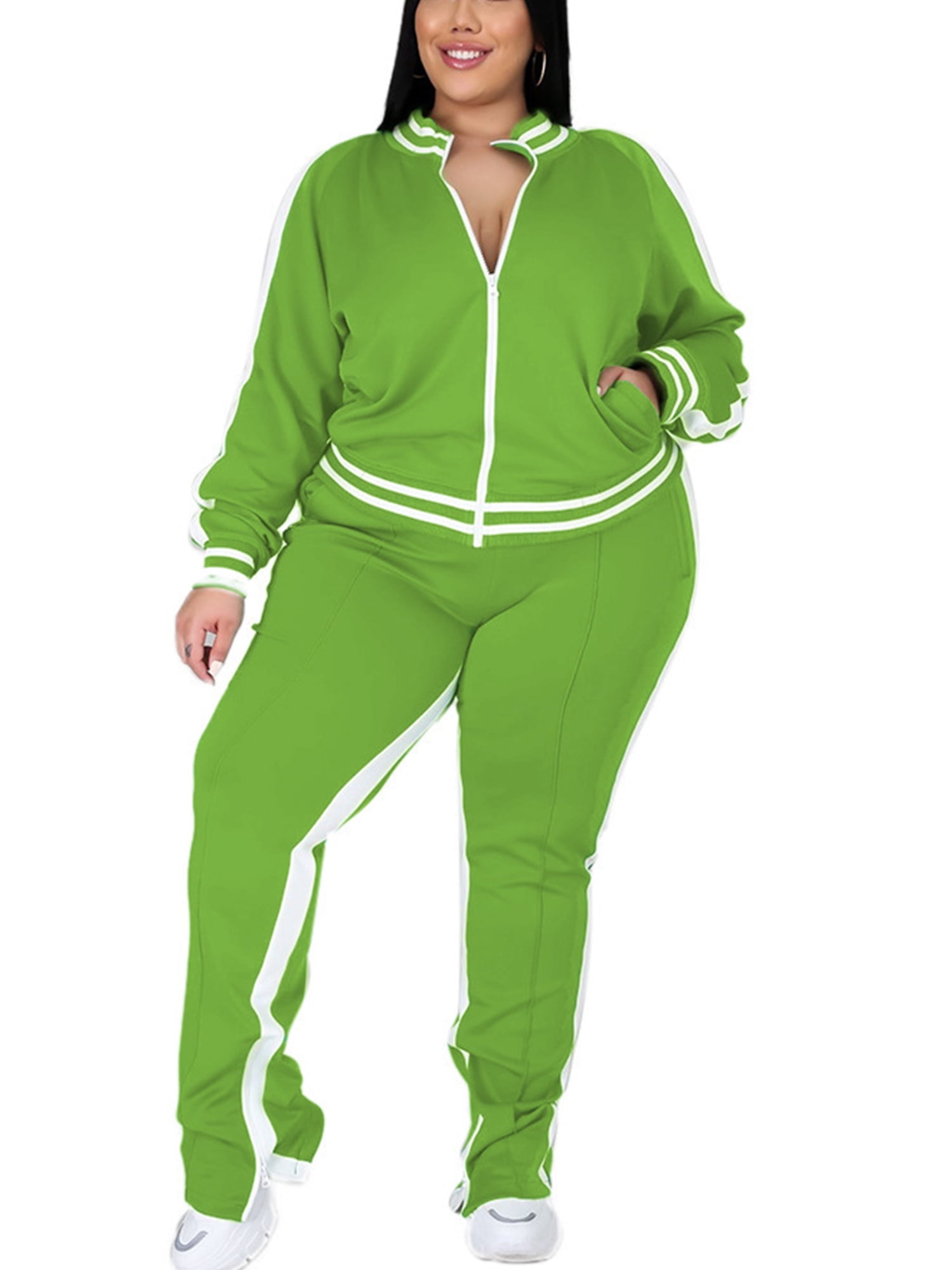 Haite Plus Size Jogging Suit For Women Long Sleeve Sweatsuits Set Long ...