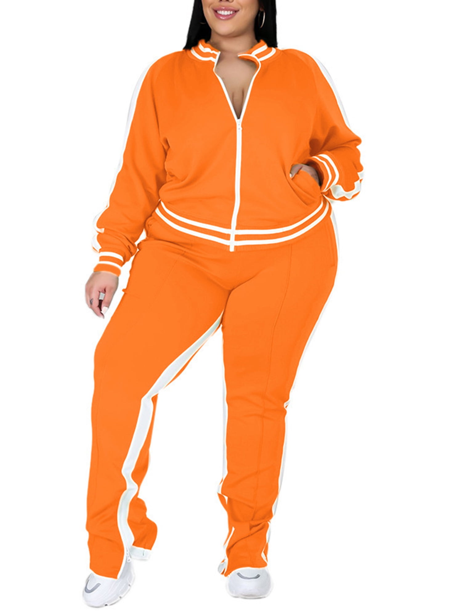 Sexy Dance Women Plus Size 2 Piece Tracksuit Crewneck Ladies Oversized Long Sleeve Jogging Set
