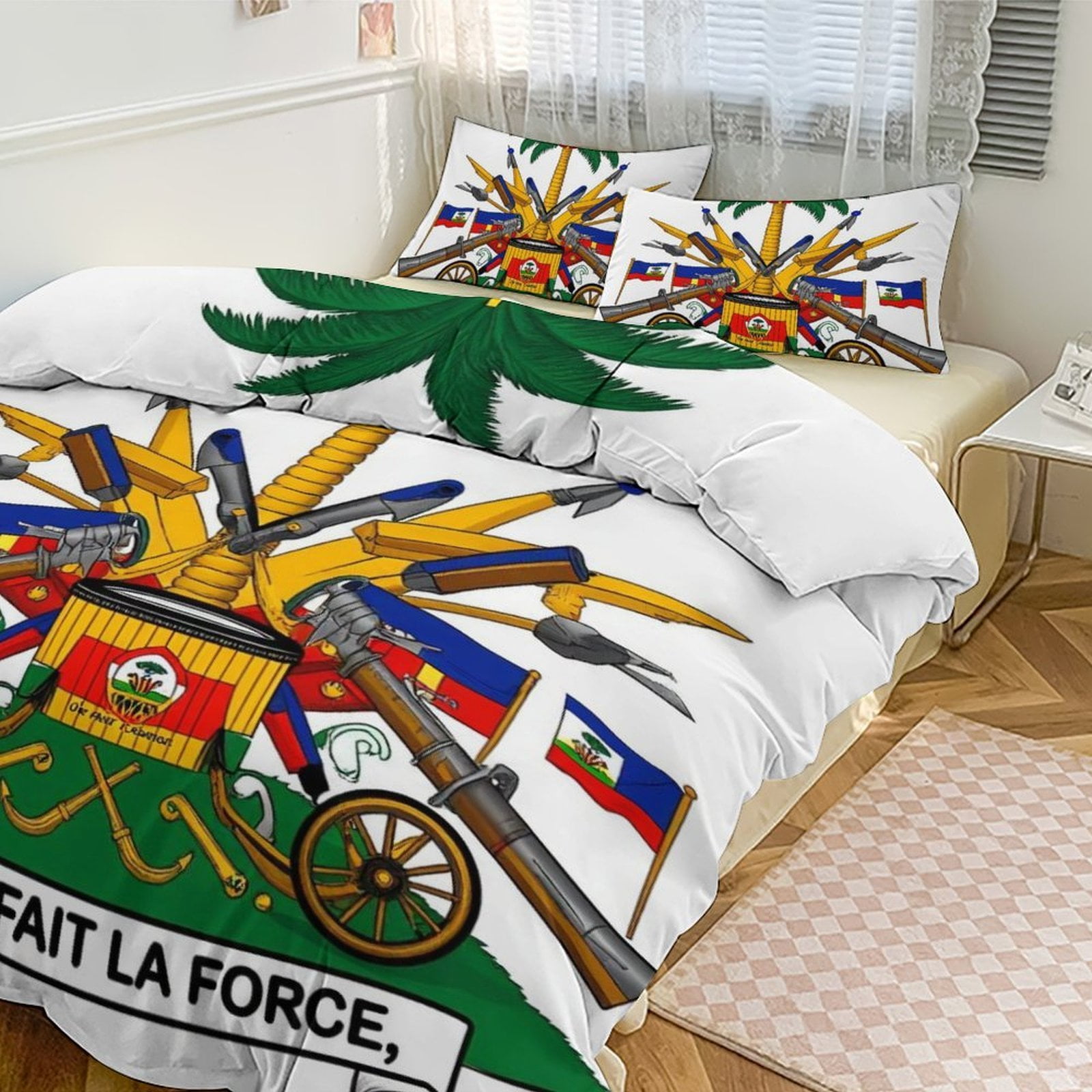 Haiti Coat Of Arms 86"x70" 3 Pcs Soft Bedding Set, Includes Duvet Cover ...