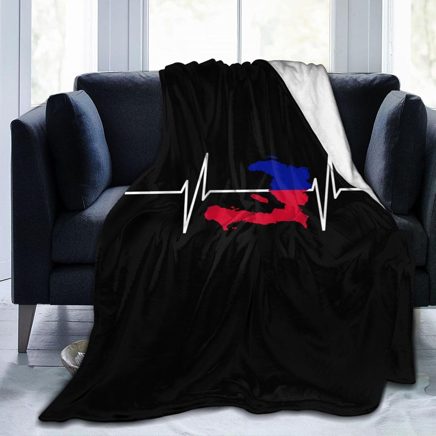 Haiti Flag Blanket Tapestry Sofa Bed Fuzzy Plush Luxury Flannel Super ...