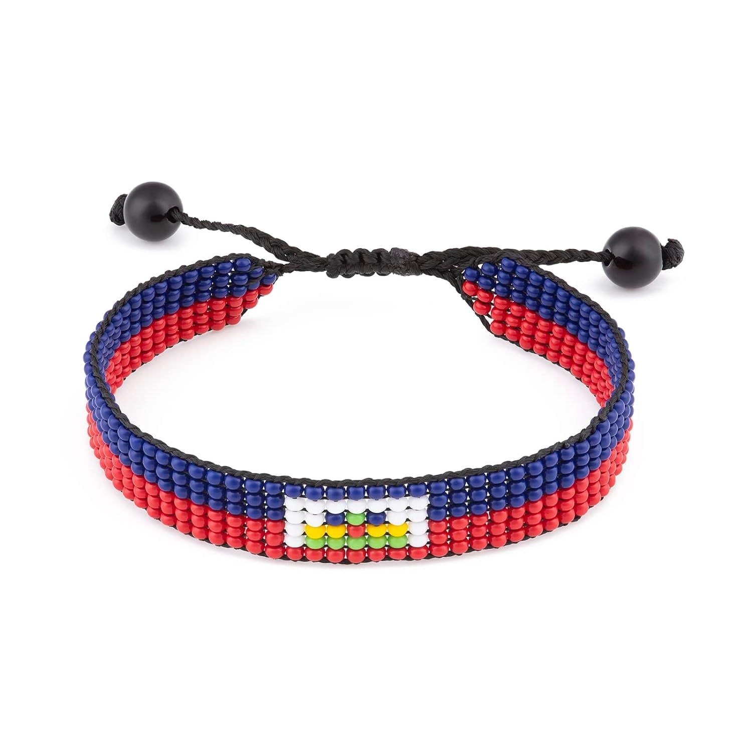 Haiti Flag Bracelet: Handmade Bracelet,Adjustable Beaded Boho-Style ...