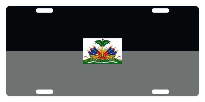 Haiti Flag License Plate Black & Gray Color Version - Aluminum ( 12 ...