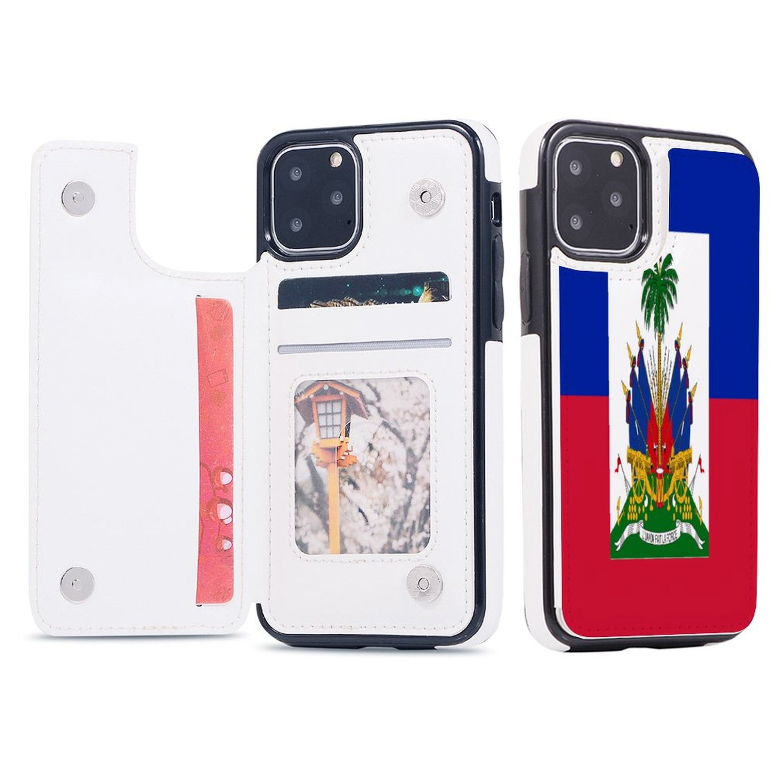 Haiti Haitian Flag Coat of Arms Red Leather Wallet Case for iPhone 16 ...