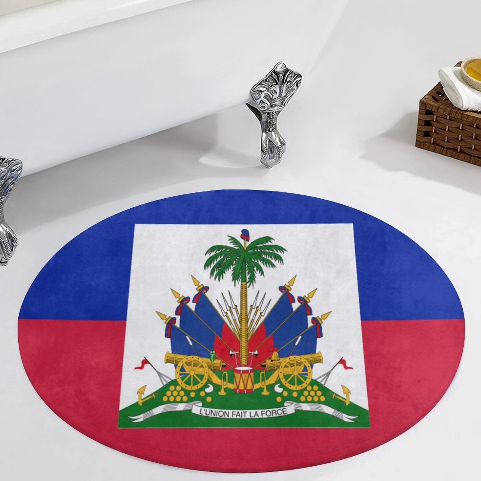 Haiti Haitian Flag Coat of Arms Red Round Carpet Circle Rug Outdoor ...