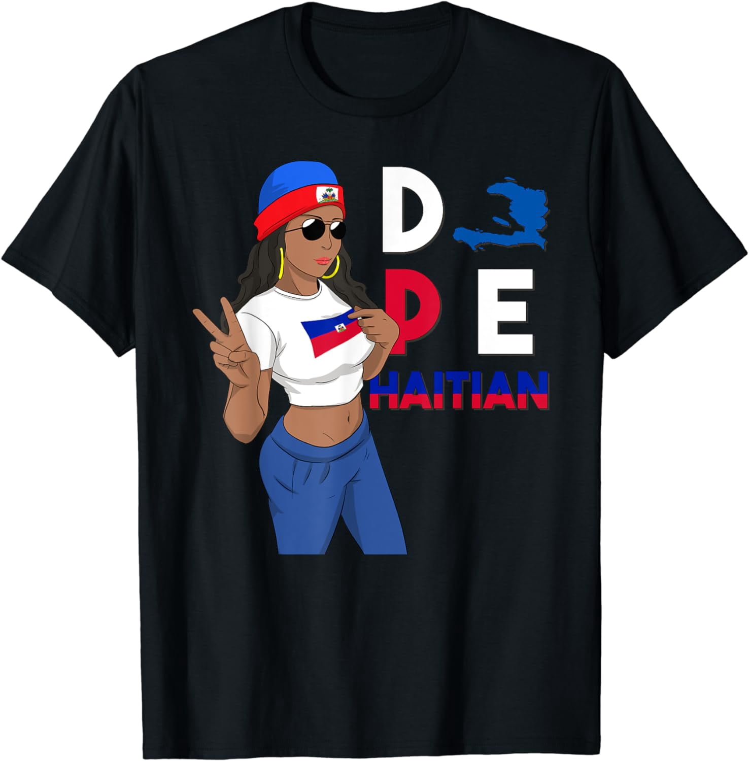 Haiti Haitian Love Flag Proud Cool Woman Queen Girl Princess T-Shirt ...