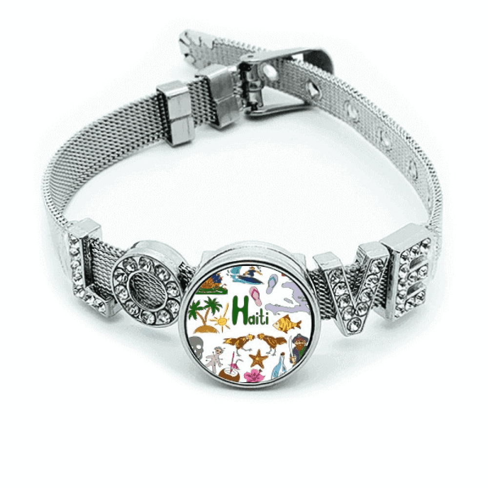 Haiti Landscap Animals National Flag Bracelet Wristband Crystal Love ...