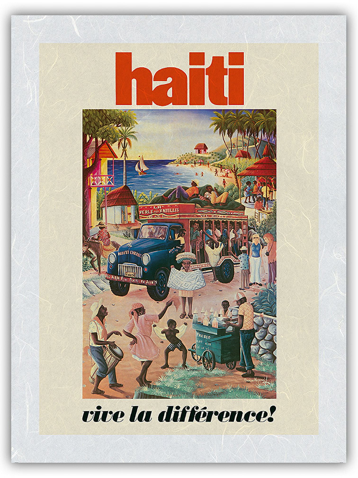Haiti - Live the Difference! (Vive La Différence!) - Vintage Travel Poster by Andre Normil c ...