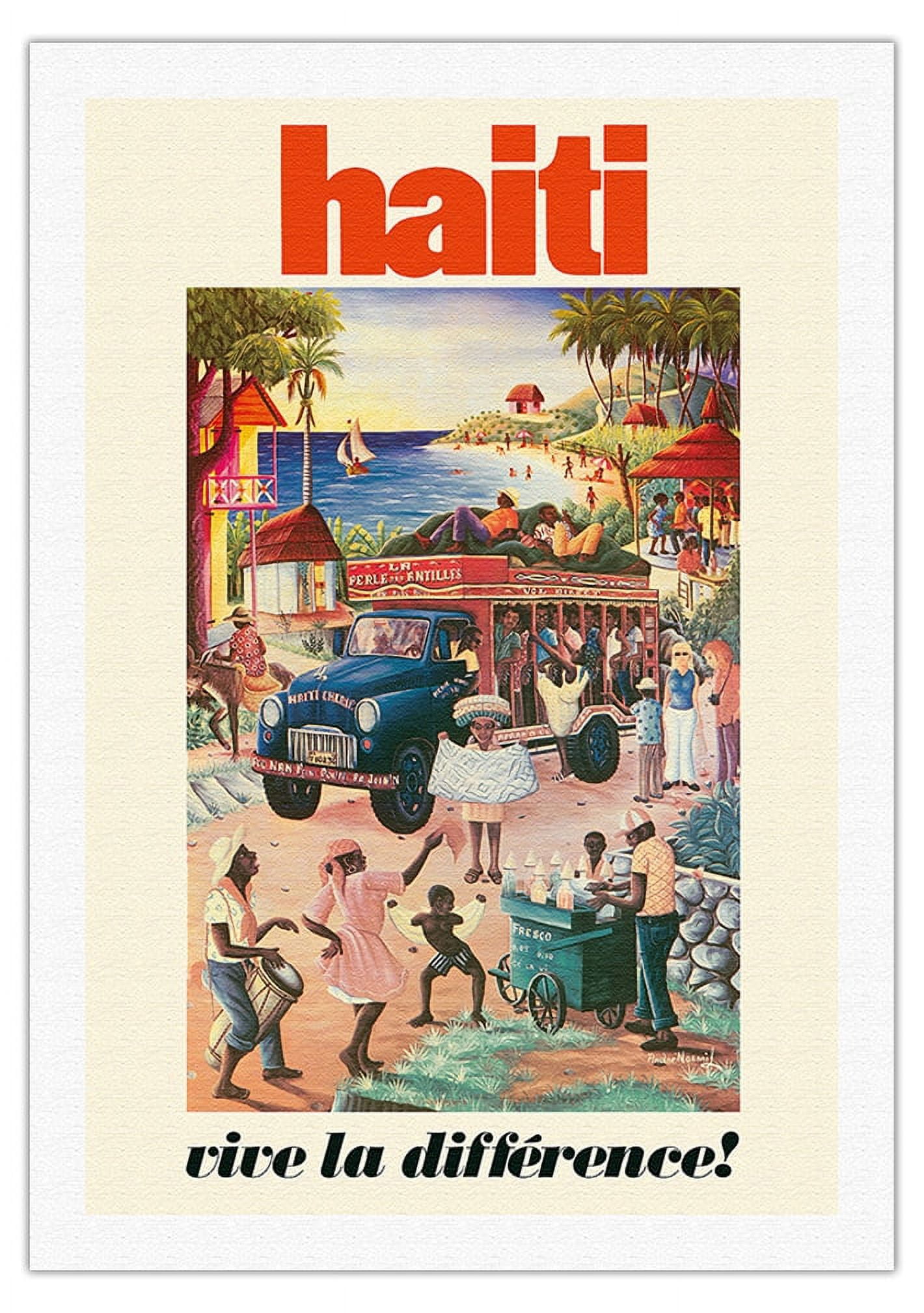 Haiti - Live the Difference! (Vive La Différence!) - Vintage Travel Poster by Andre Normil c ...