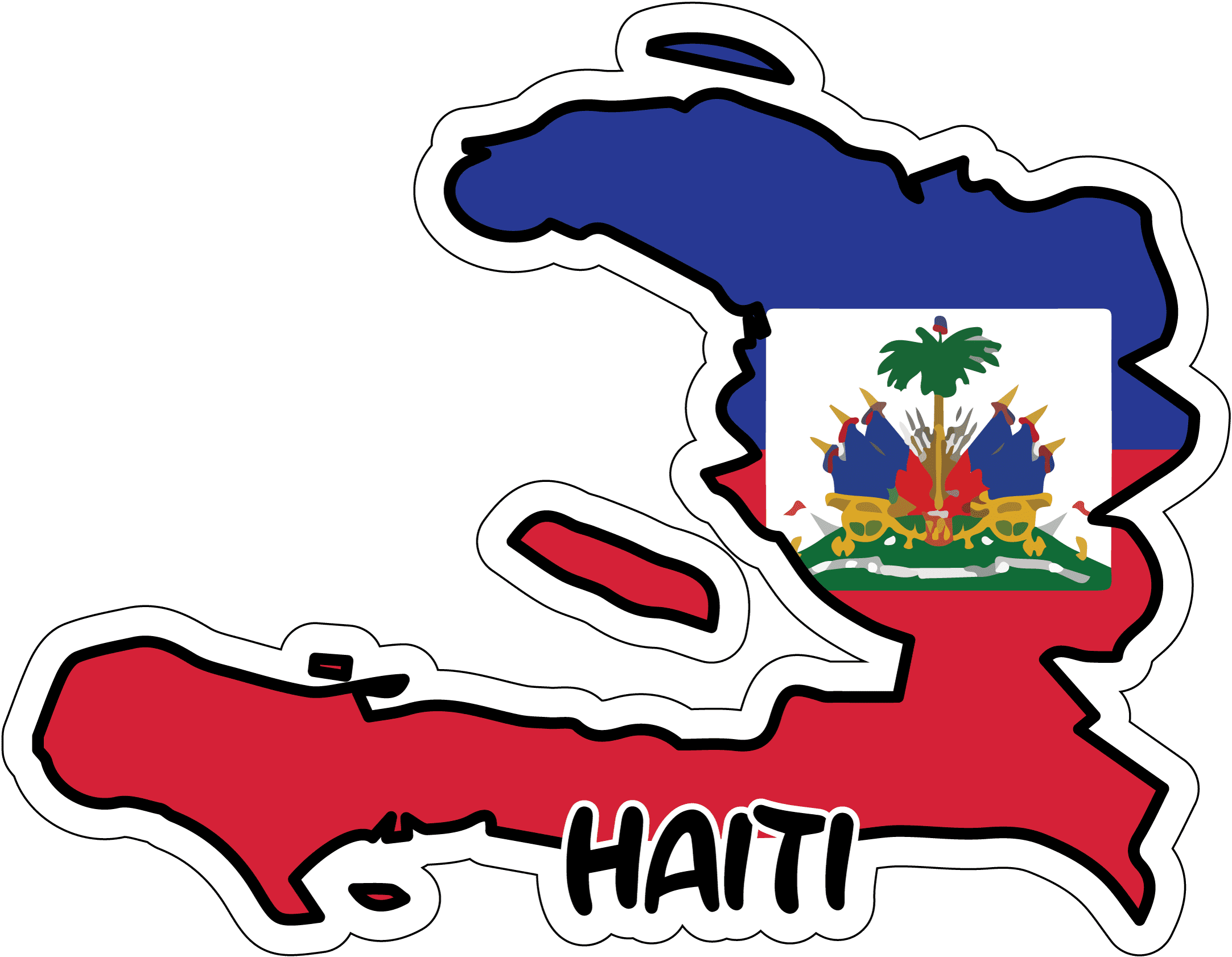Haiti Map Flag Sticker Decal / Republic of Haiti / Hayti / LibertÃ©, Ã ...