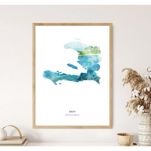 Haiti Print | Haiti Watercolor Print | Haiti | Haiti Poster | Haiti Map ...