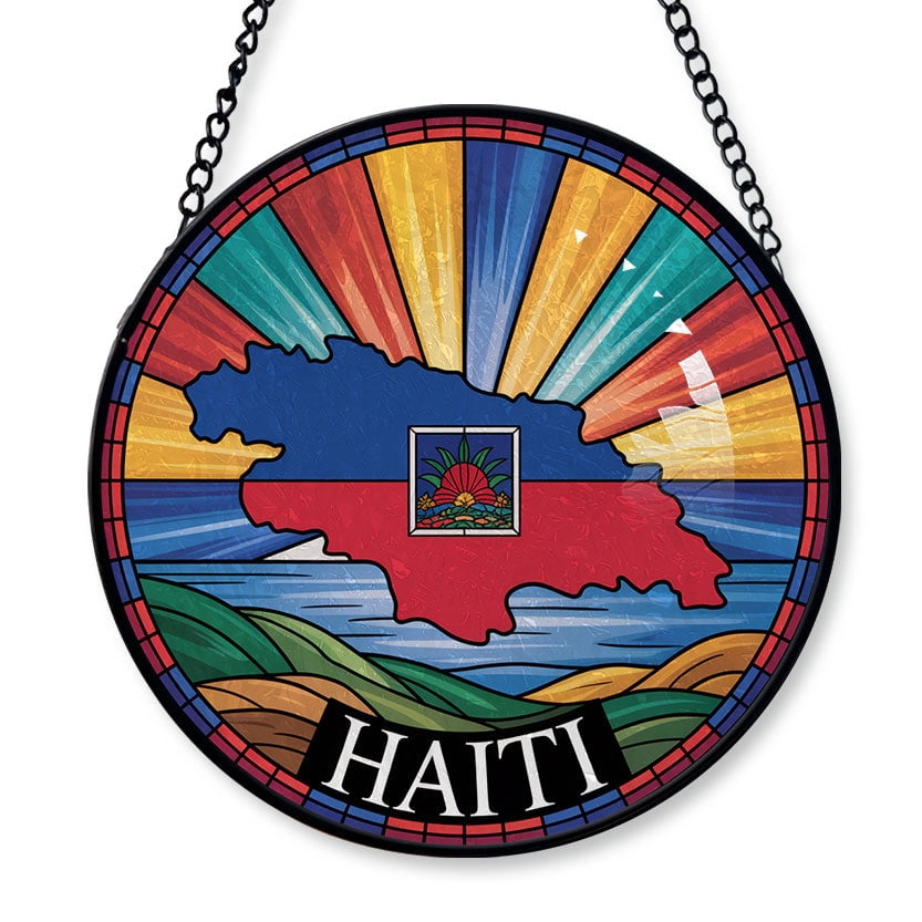 Haiti Travel Decor Suncatcher Stained Glass Window Hanging, Gift for ...