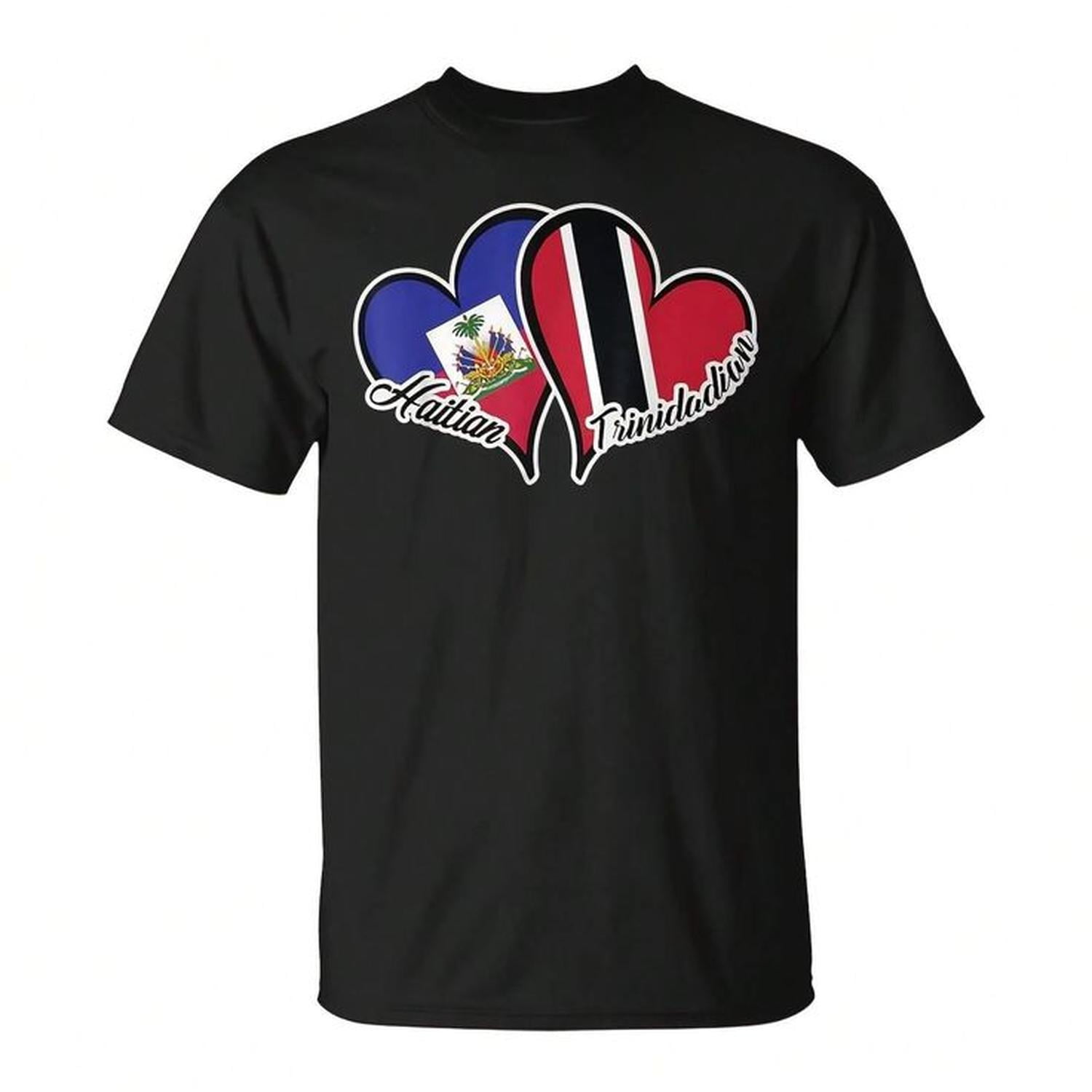 Haiti Trinidad And Tobago Heart Half Haitian Half Trini T-Shirt ...