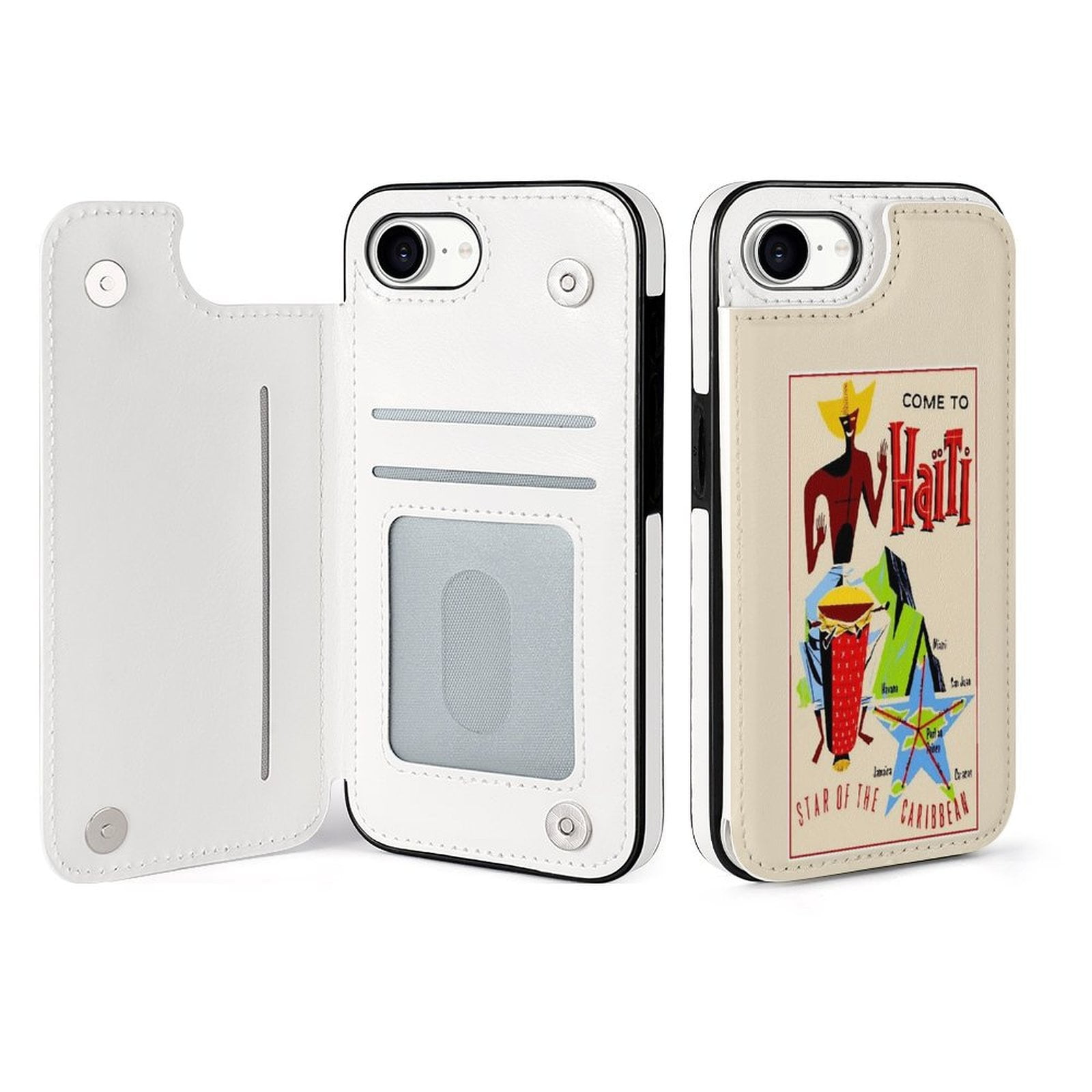 Haiti Vintage Tourism Advertisement Leather Wallet Case for iPhone 16 ...