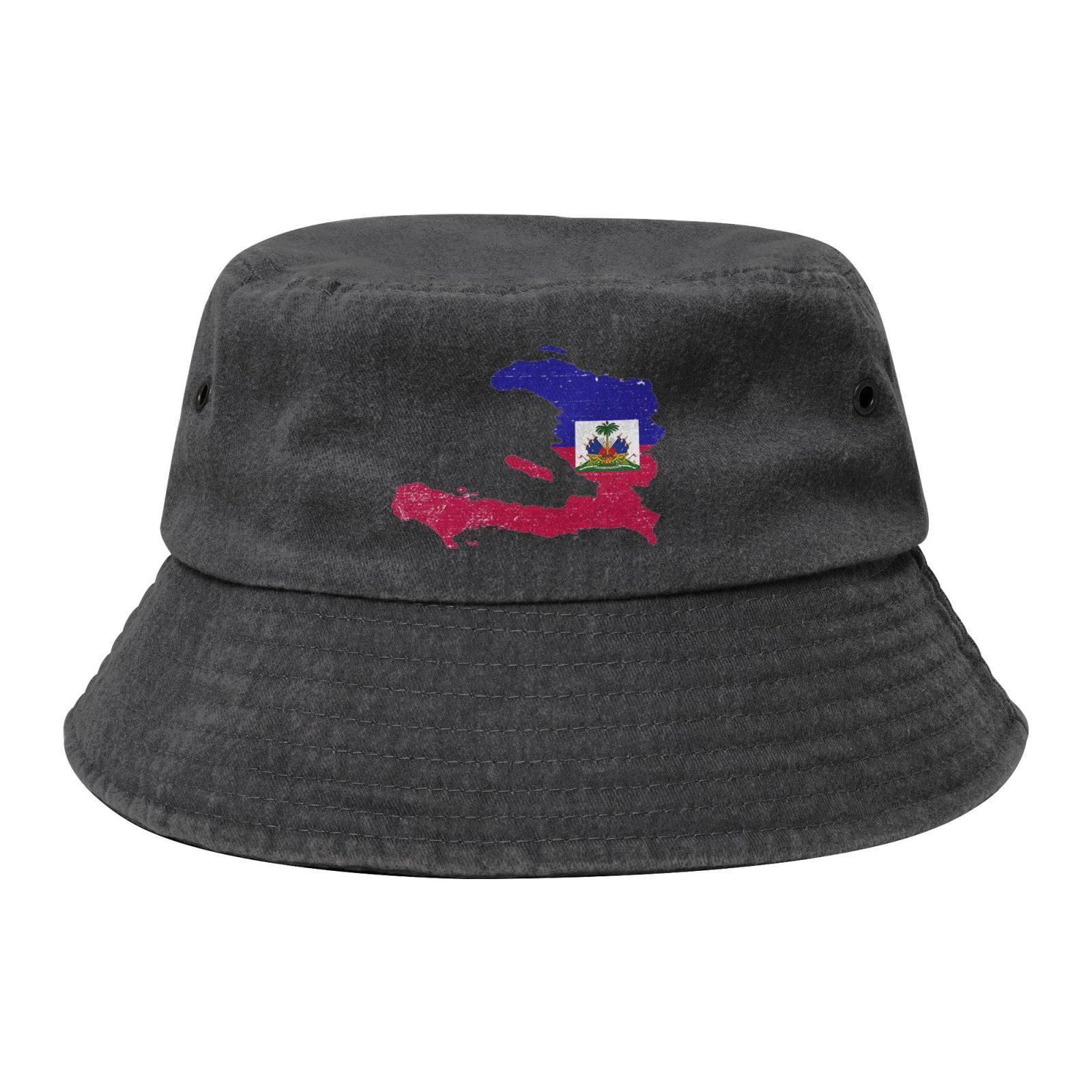 Haitian Flag Washed Denim Sun Hats for Men Women Bucket Hat Wide Brim ...