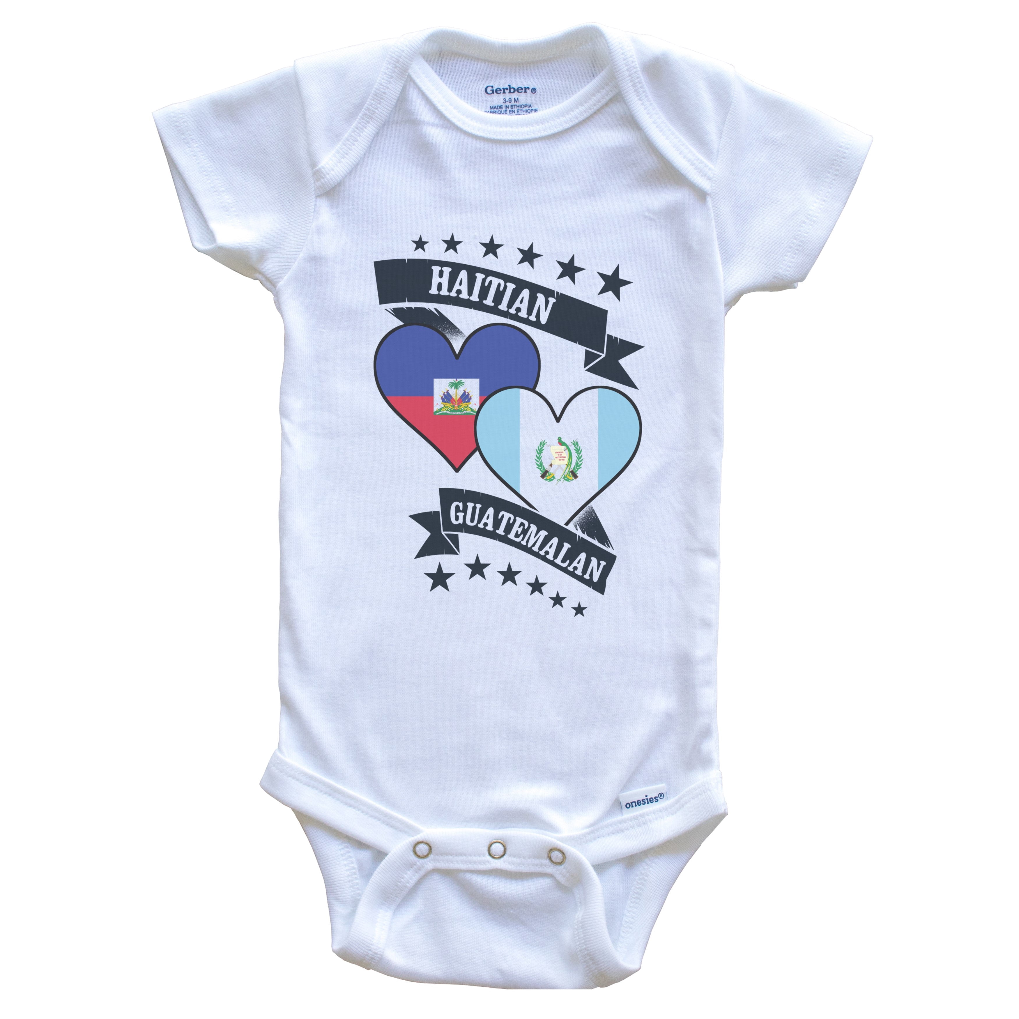 Haitian Guatemalan Heart Flags Haiti Guatemala Baby Bodysuit, 6-9 ...