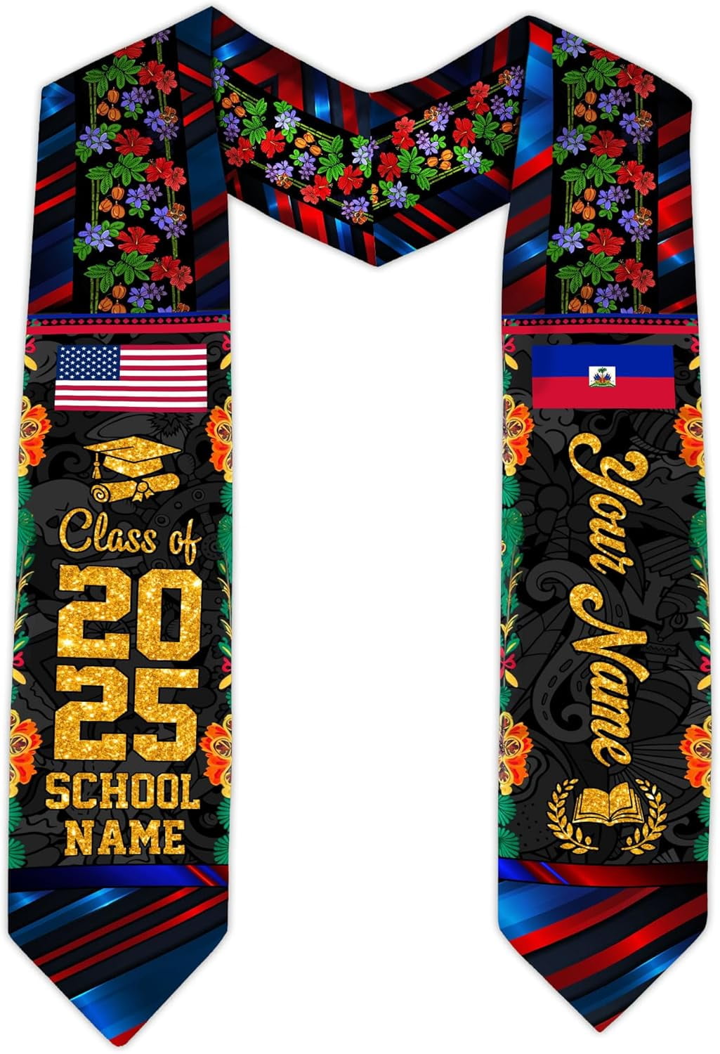 Haitians Graduation Sash, Haiti Graduation Stole Custom, Personalized ...