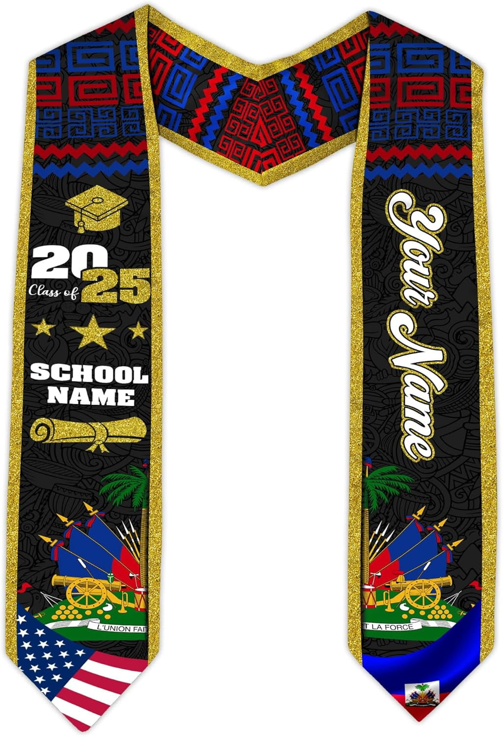 Haitians Graduation Sash, Haiti Graduation Stole Custom, Personalized ...