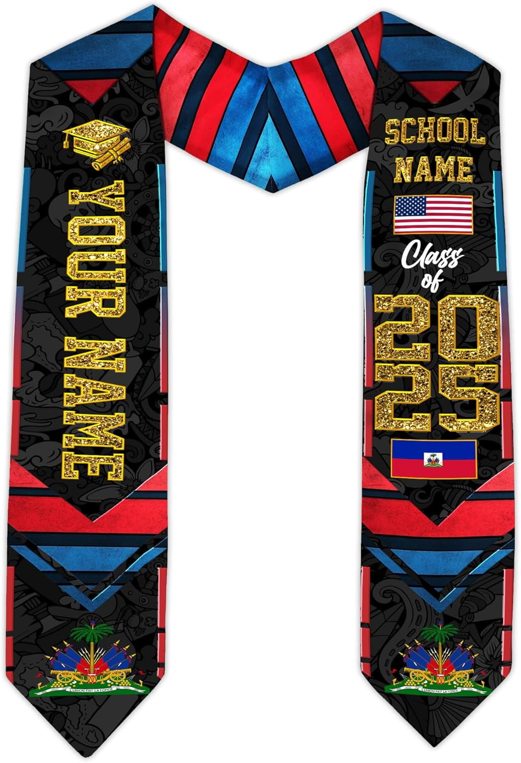 Haitians Graduation Sash, Haiti Graduation Stole Custom, Personalized ...