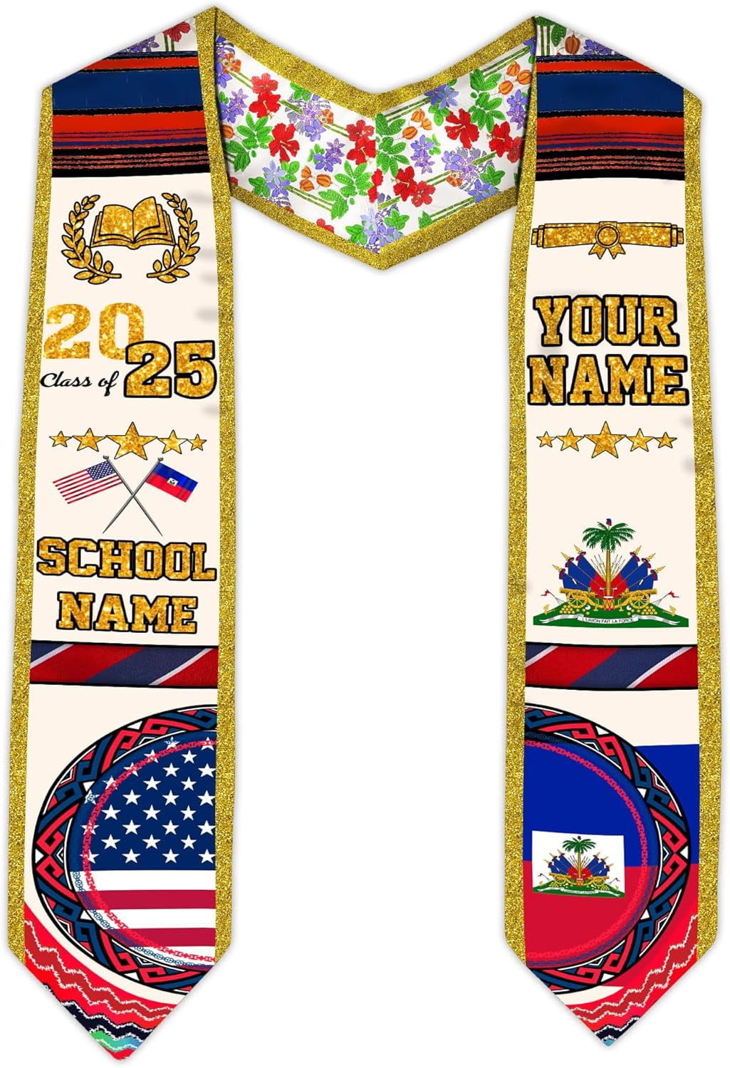 Haitians Graduation Sash, Haiti Graduation Stole Custom, Personalized ...