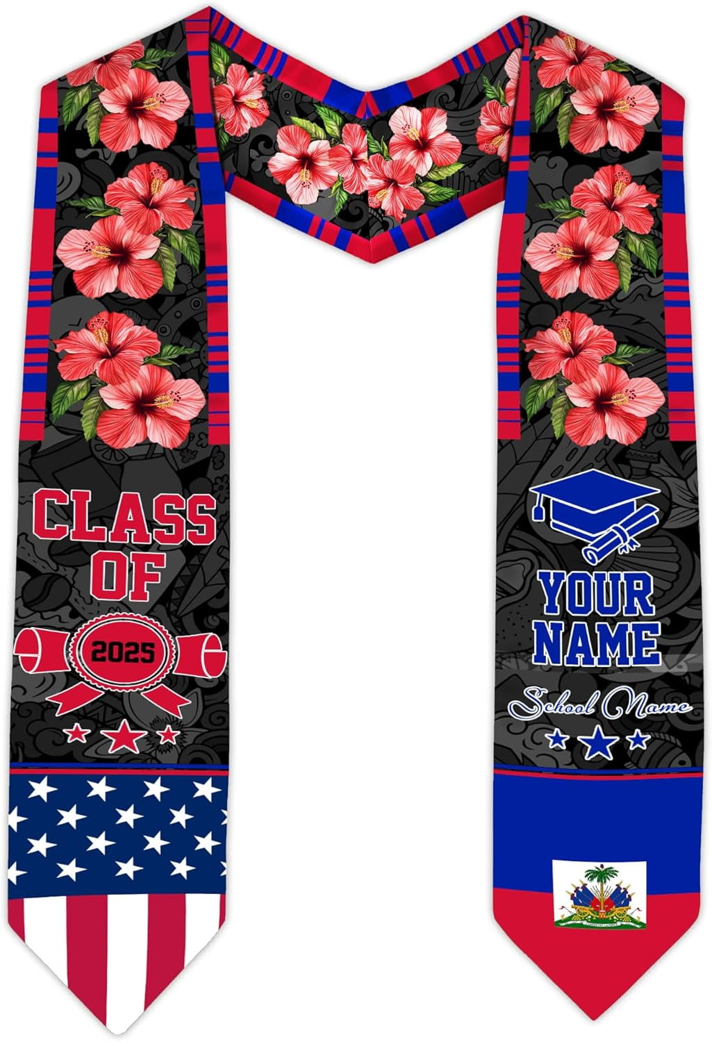 Haitians Graduation Sash, Haiti Graduation Stole Custom, Personalized ...