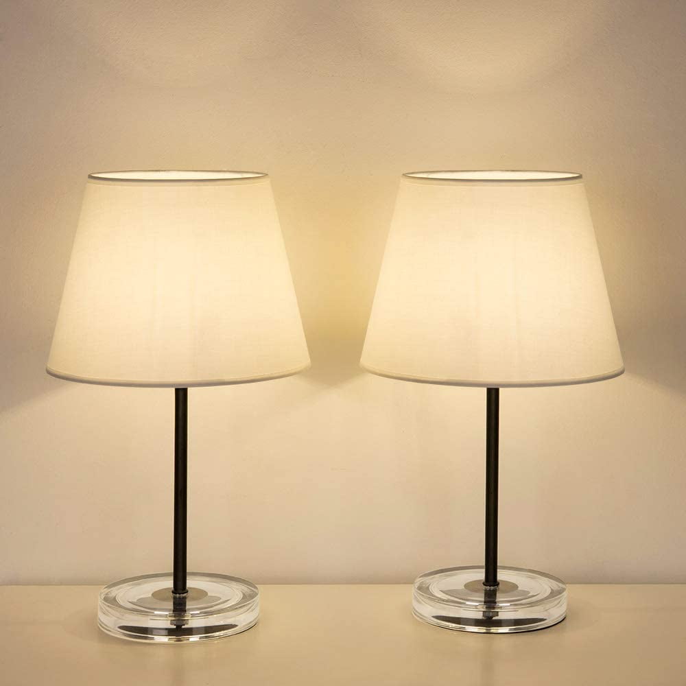 Haitral Modern Black Bedside Lamp with Acrylic Base Set of 2 - Walmart.com