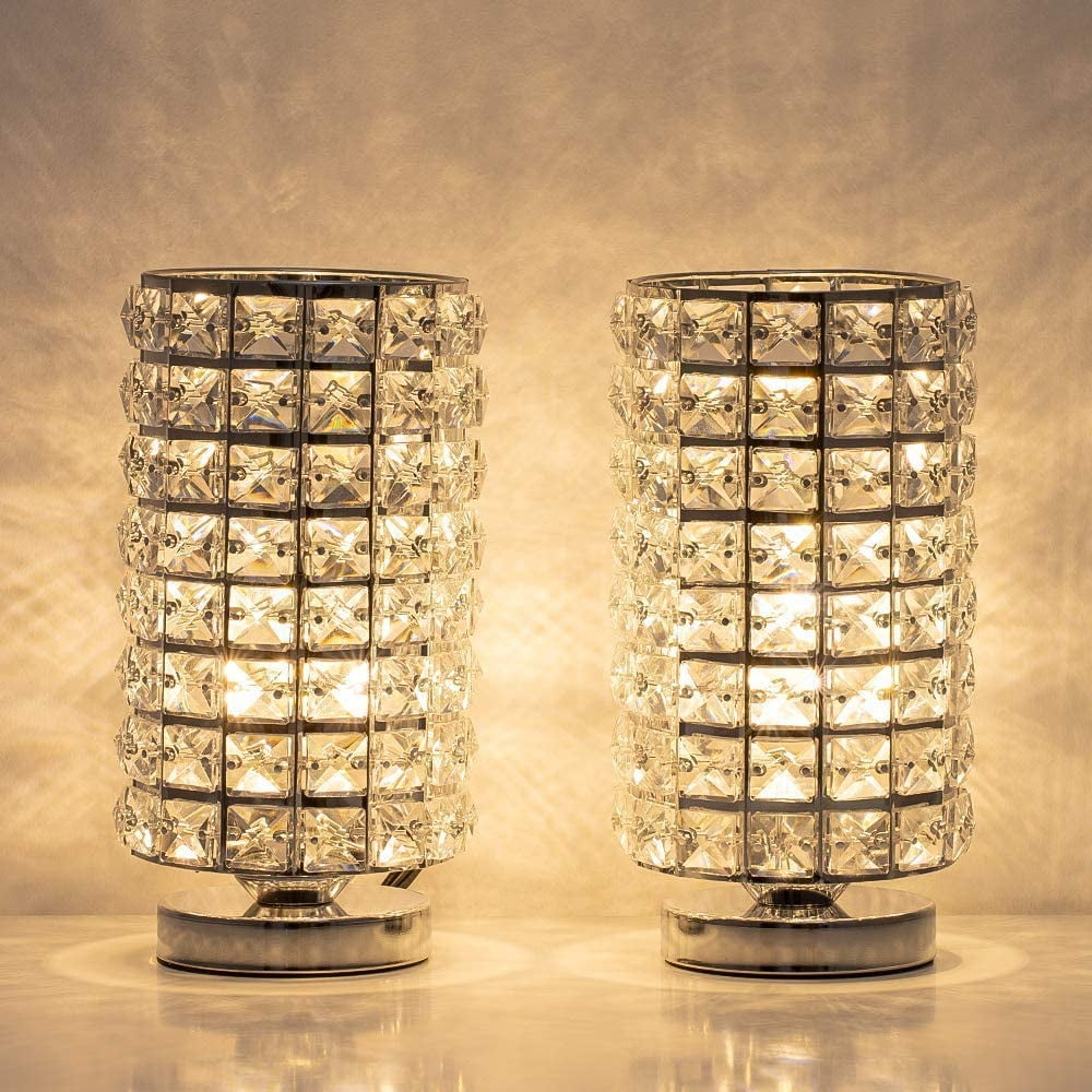 Haitral Silver Crystal Desk Lamp Set of 2 - Walmart.com