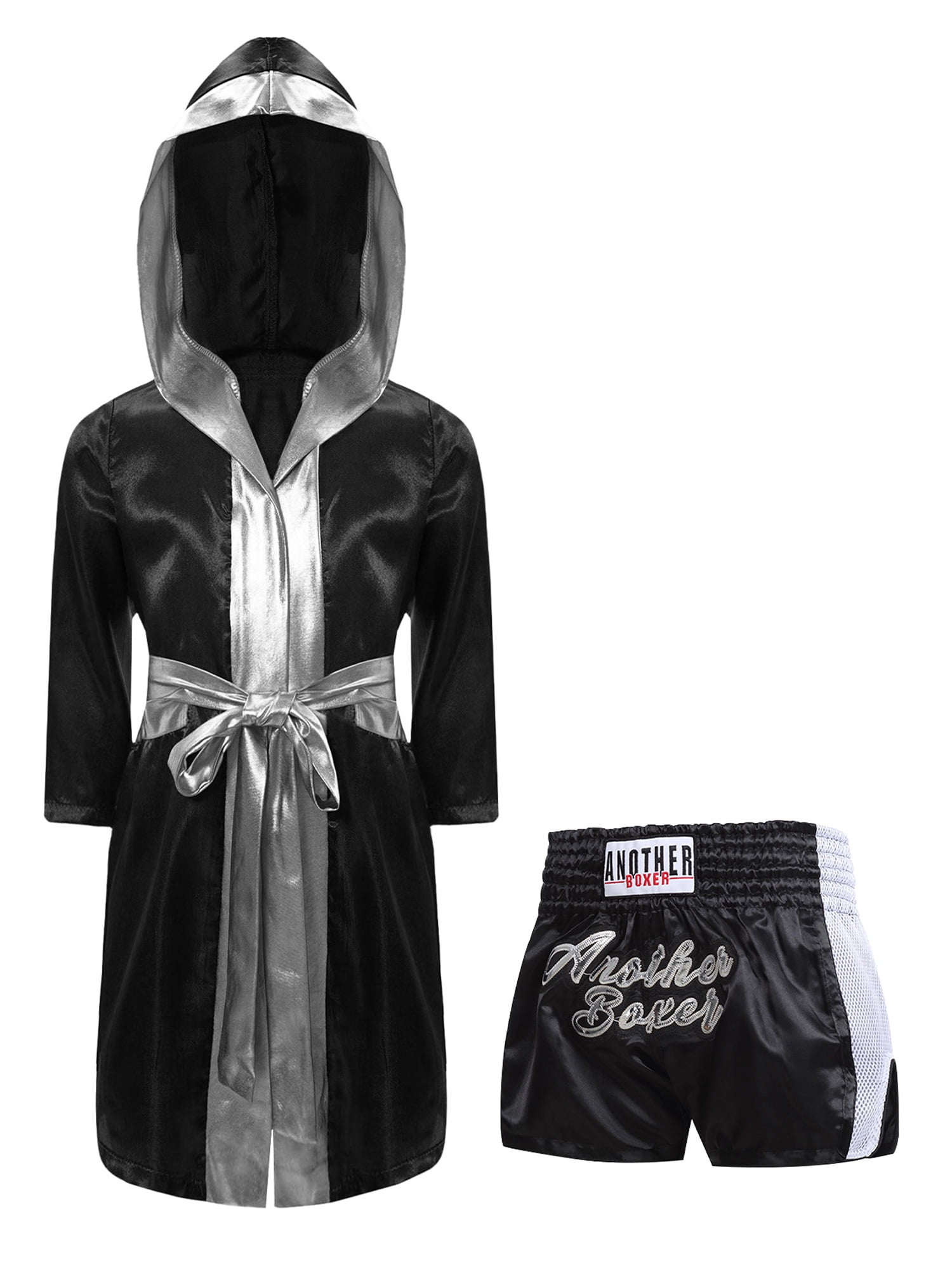 Haitryli Boys Boxing Costume Outfits Long Sleeve Open Front Hooded Robe ...