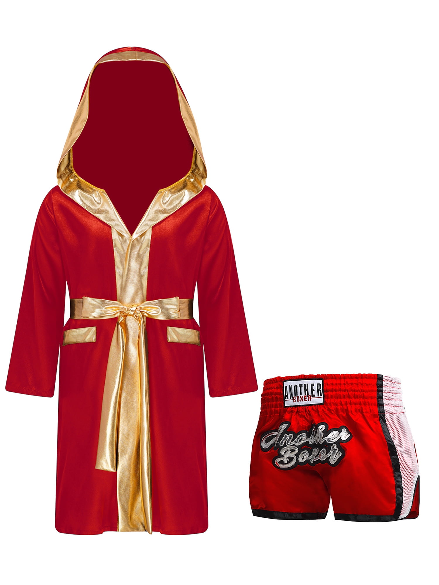Haitryli Boys Boxing Costume Outfits Long Sleeve Open Front Hooded Robe ...
