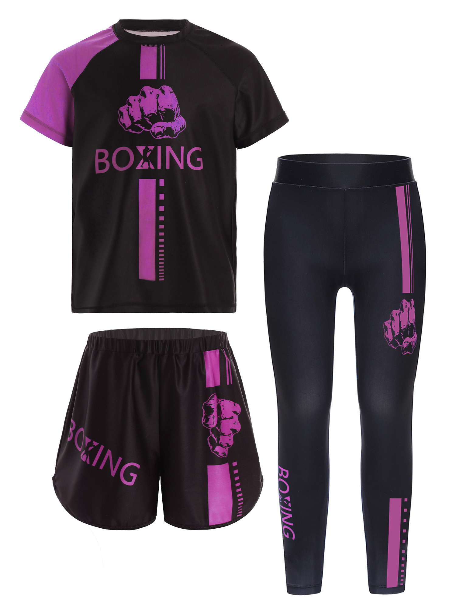 Haitryli Boys Boxing Outfit 3 Piece Muay Thai Cage Fighting Martia Arts ...