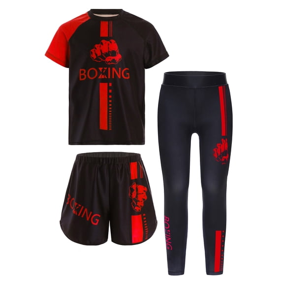 Haitryli Boys Boxing Outfit 3 Piece Muay Thai Cage Fighting Martia Arts ...