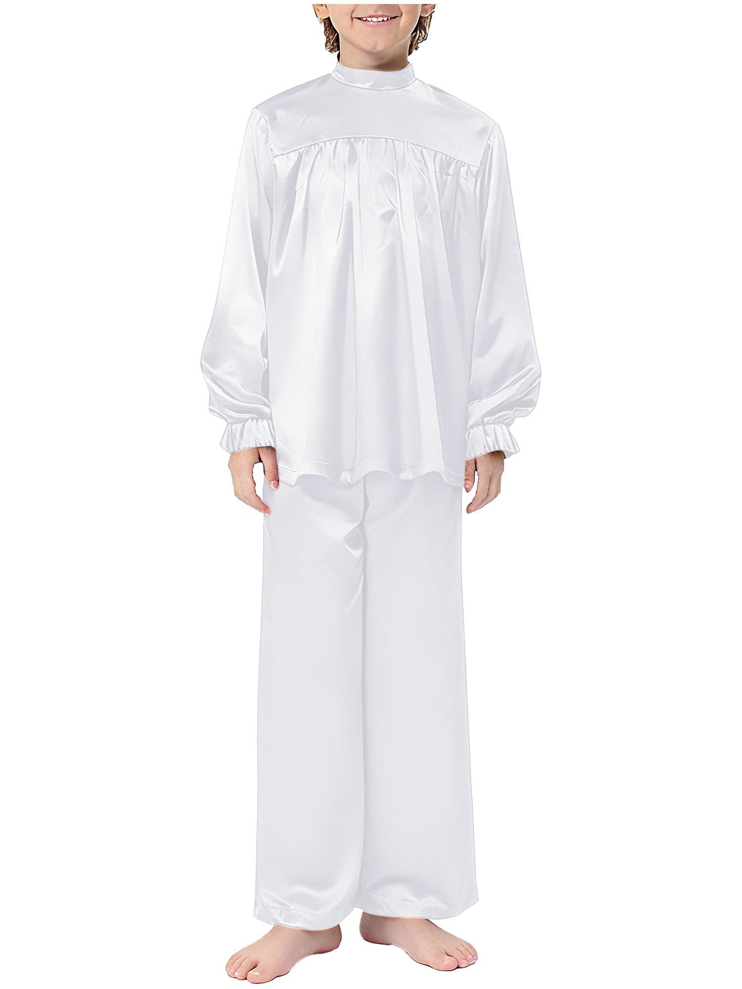 Haitryli Boys Worship Clothes Liturgical Tunic Top with Wide-Leg Pants ...