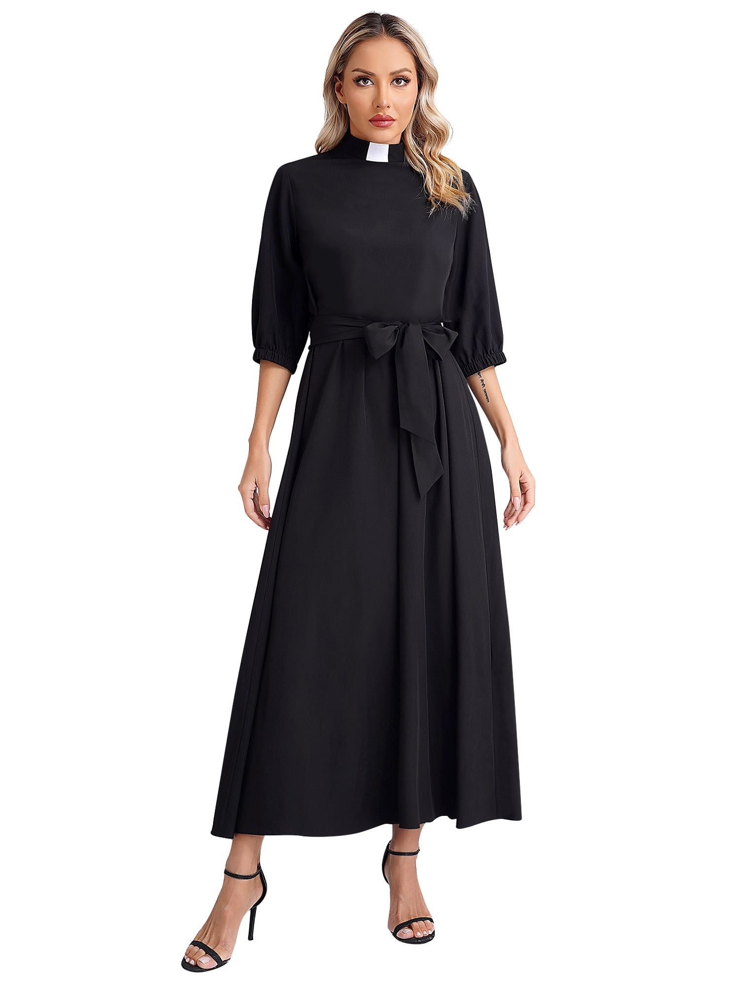 Haitryli Church Priest Clergy Dress for Women Half Sleeve A-line Maxi ...