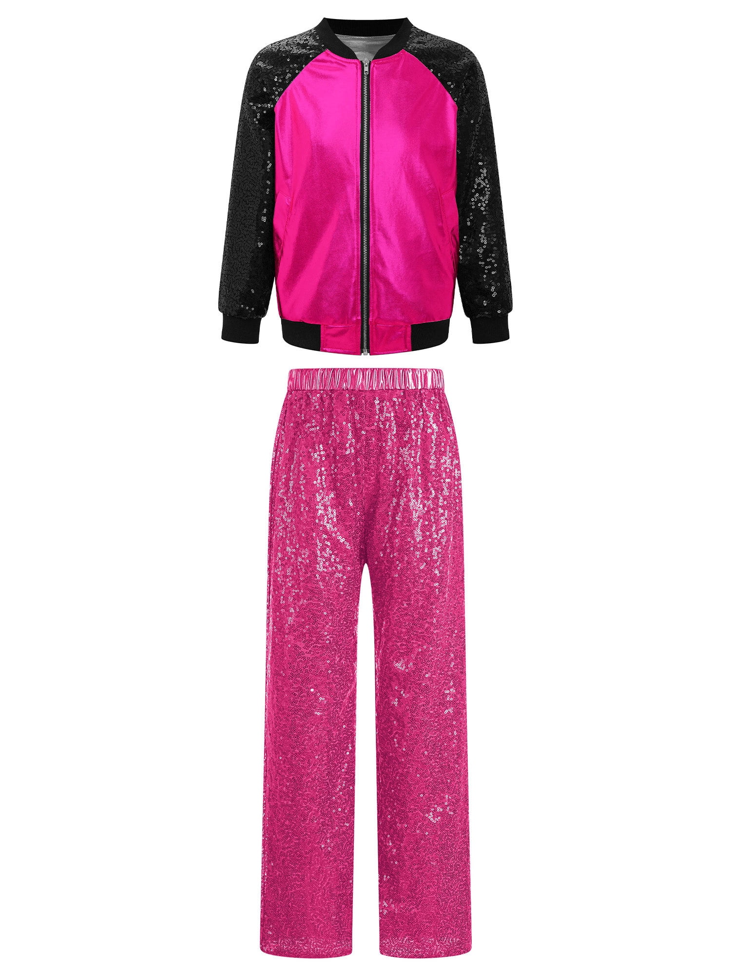 Haitryli Girl's Hip Hop Jazz Dance Performance Costume Sequins Jacket ...