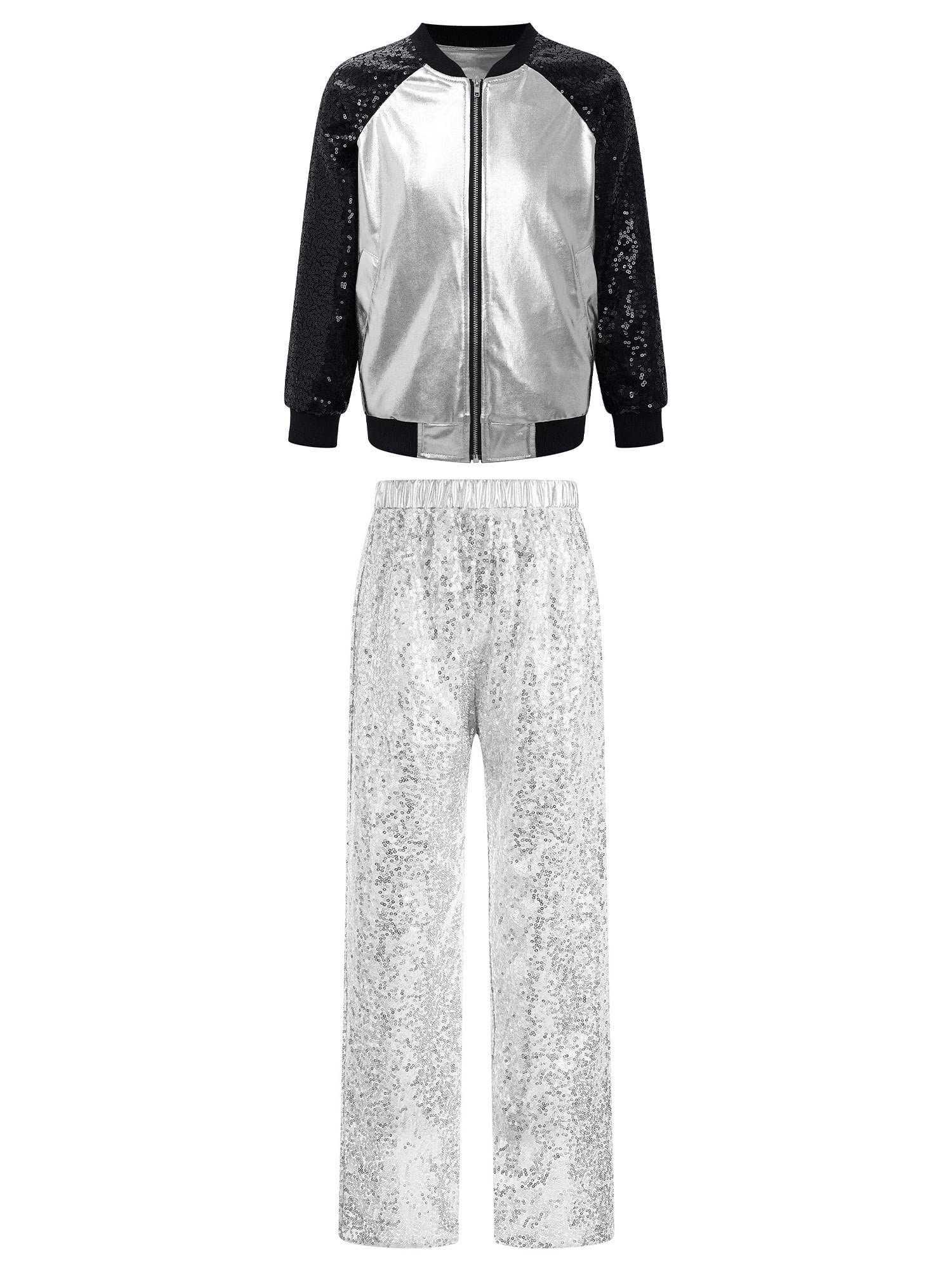 Haitryli Girl's Hip Hop Jazz Dance Performance Costume Sequins Jacket ...