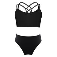 Real Essentials 3 Pack: Girl's 2-Piece Beach Sport Bikini Swimsuit ...