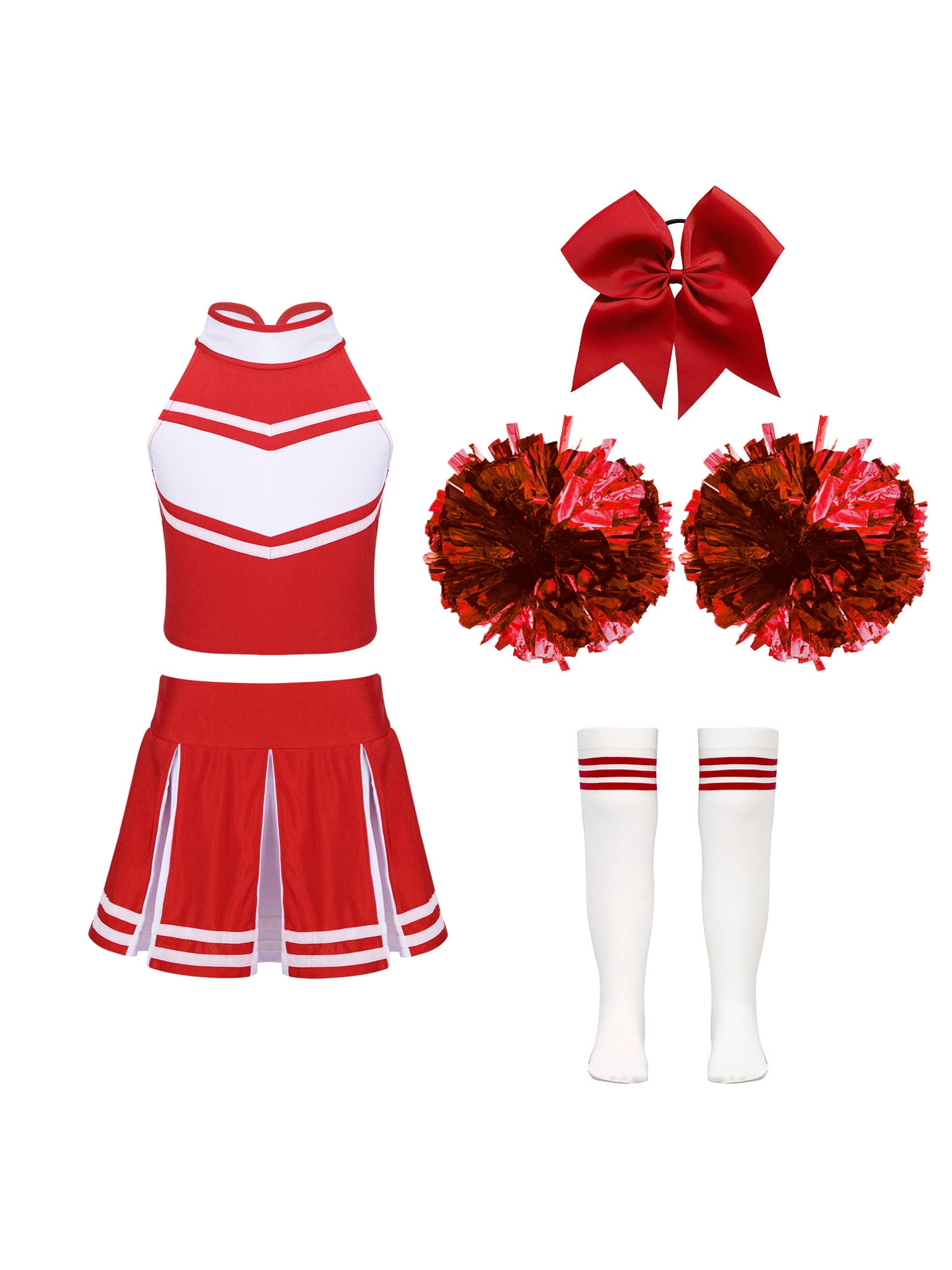 Haitryli Girls Cheerleading Outfits Cheer Leader Uniform Crop Top with ...