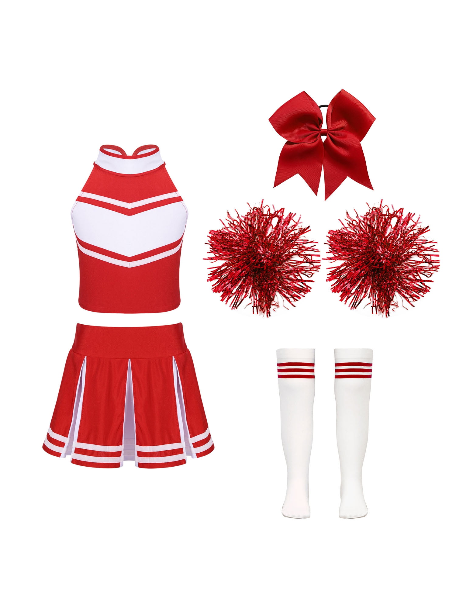 Haitryli Girls Cheerleading Outfits Cheer Leader Uniform Crop Top with ...