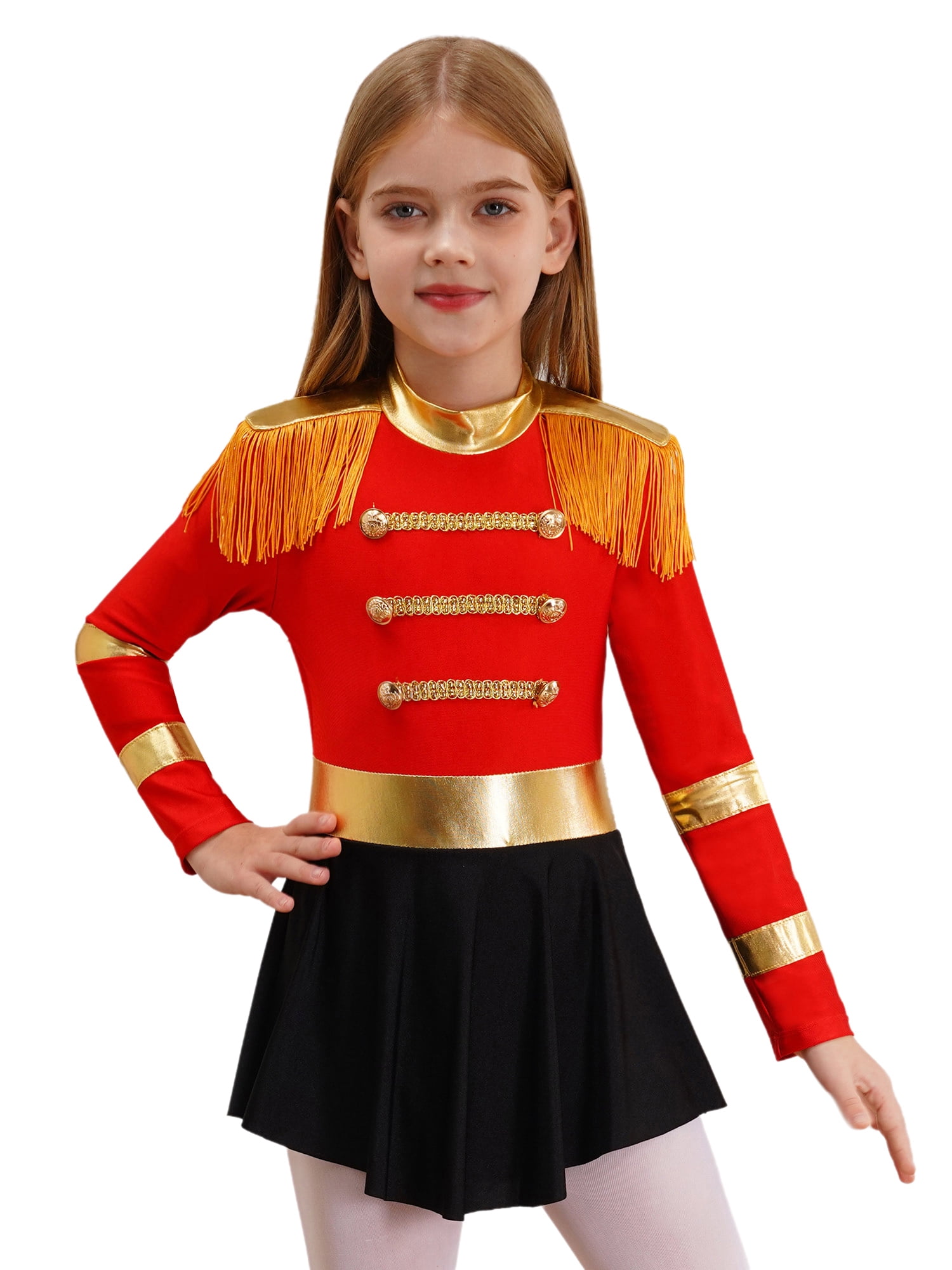 Haitryli Girls Circus Ringmaster Costume Long Sleeve Fringed Leotard ...