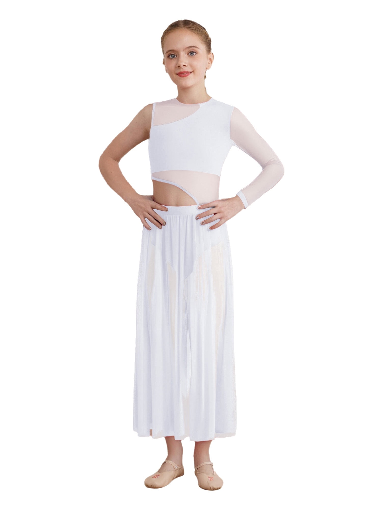 Haitryli Girls Contemporary Dance Dress Sheer Mesh Latin Jazz Lyrical ...