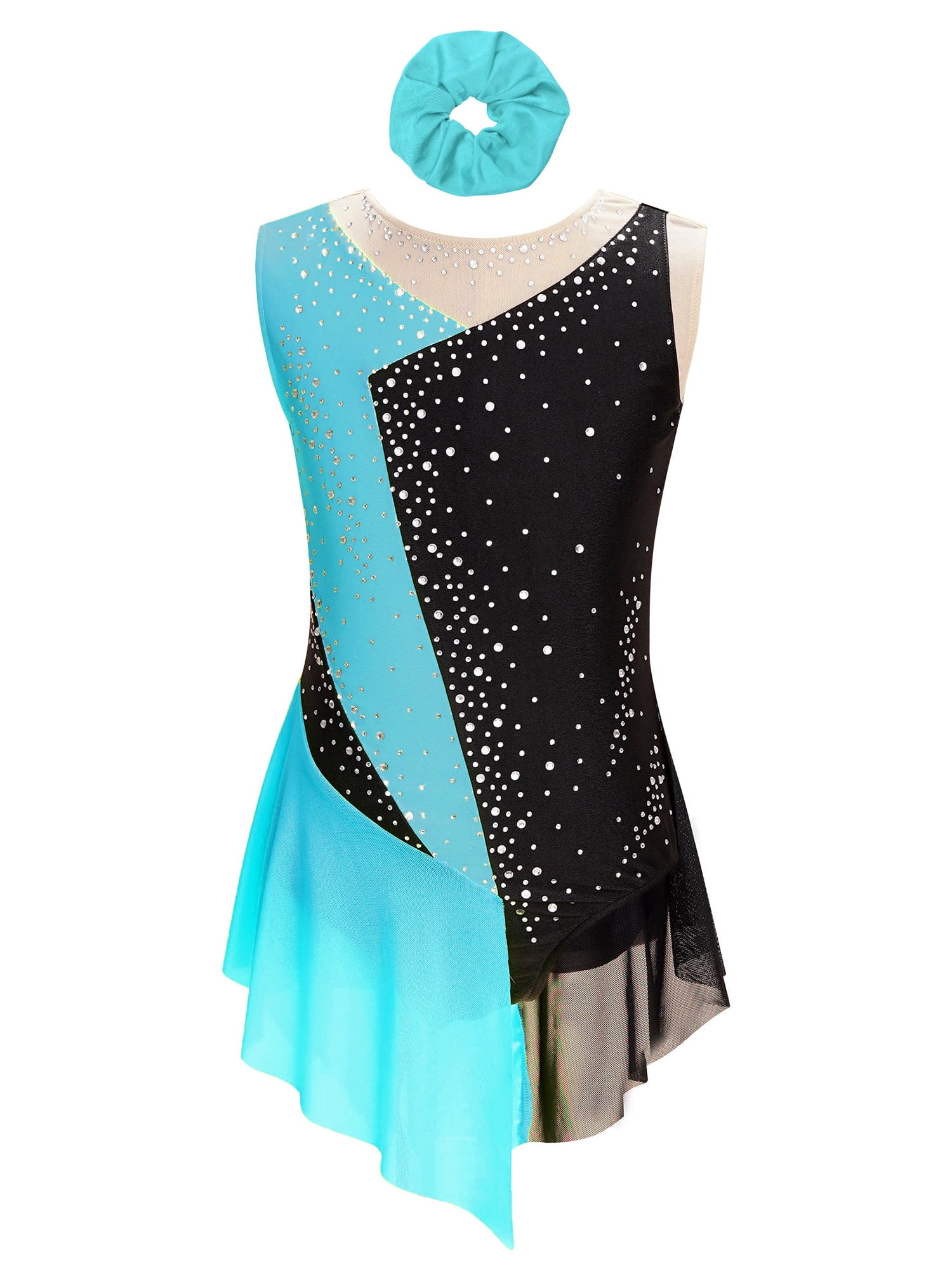 Haitryli Kids Girls' Ice Figure Skating Dress Sleeveless Shiny ...