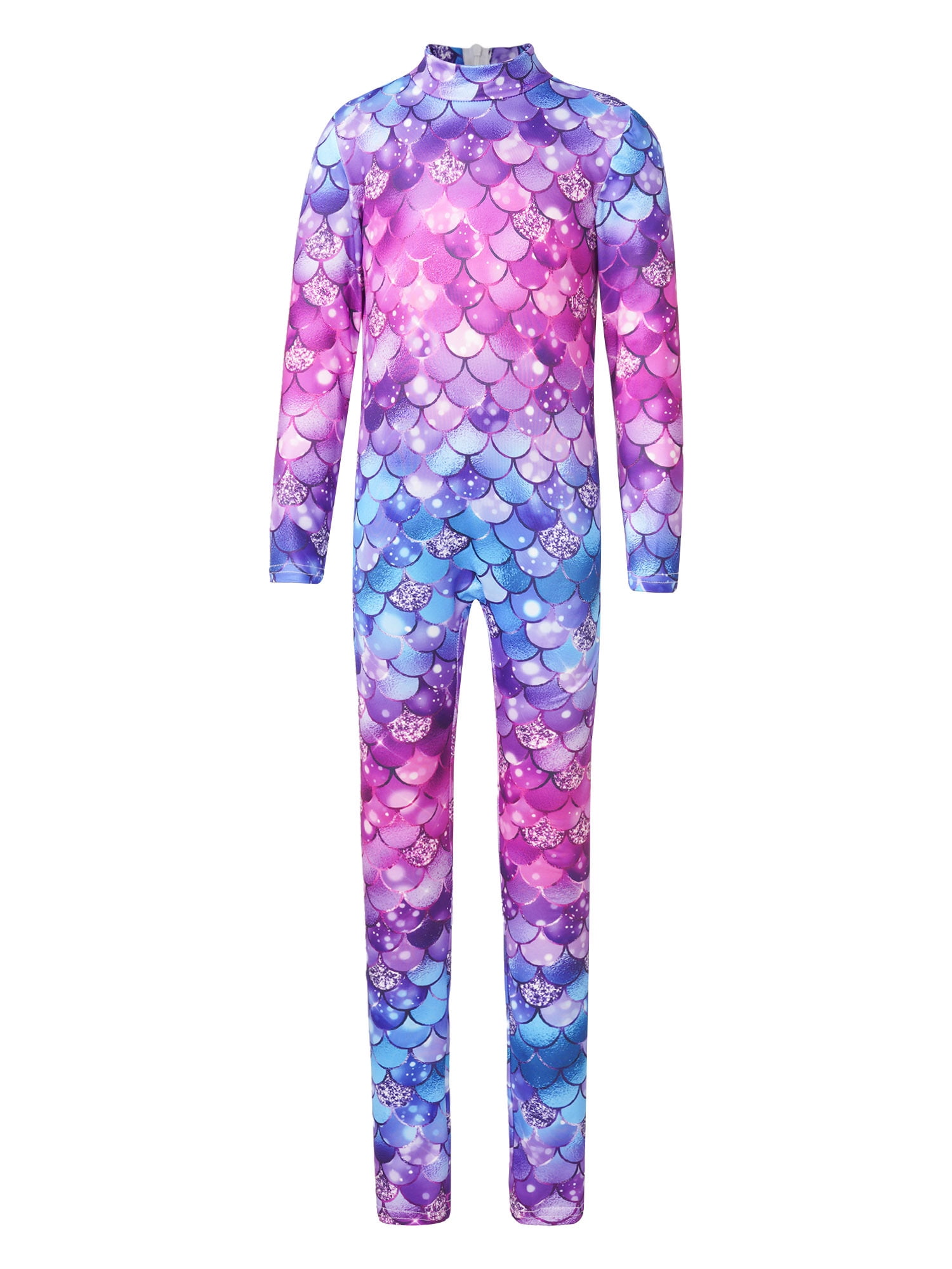 Haitryli Girls Full Length Long Sleeve Unitard Leotard Mermaid Fish ...