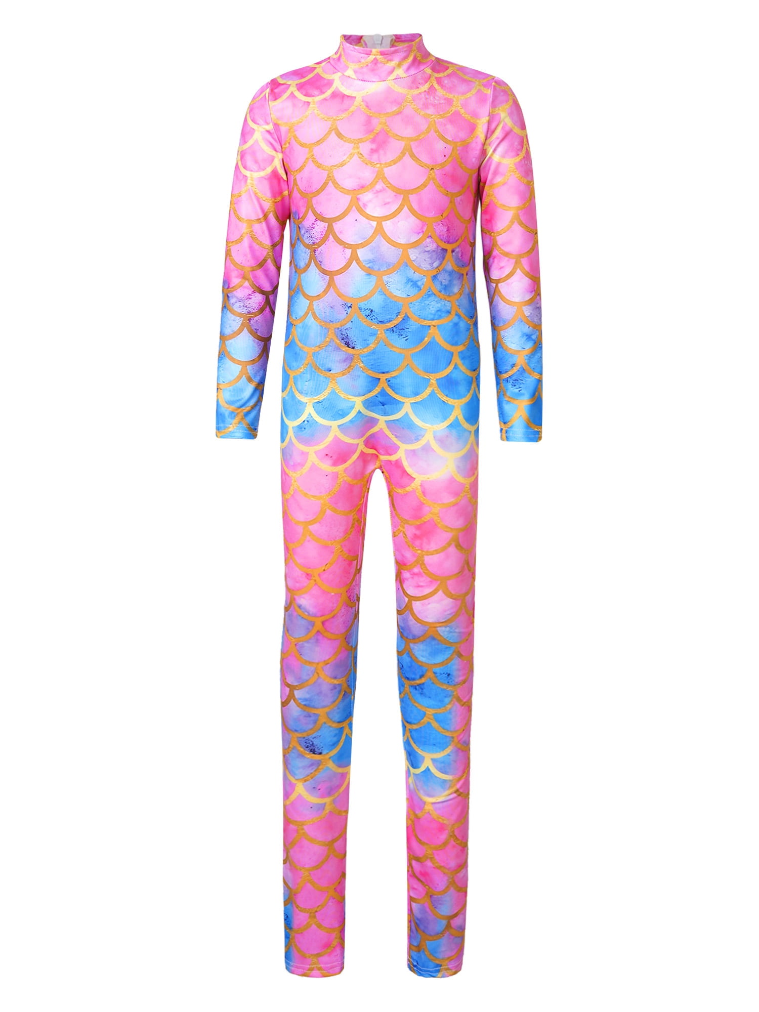 Haitryli Girls Full Length Long Sleeve Unitard Leotard Mermaid Fish ...