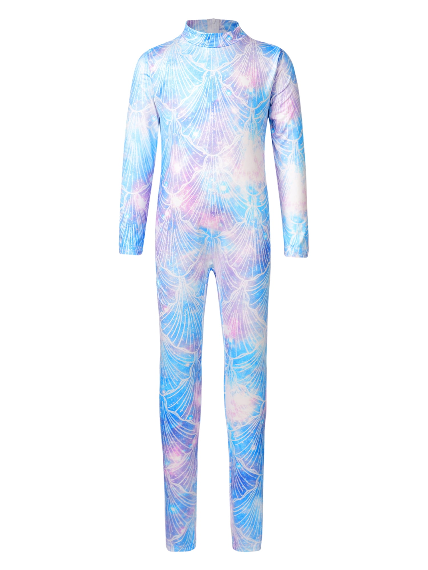 Haitryli Girls Full Length Long Sleeve Unitard Leotard Mermaid Fish ...