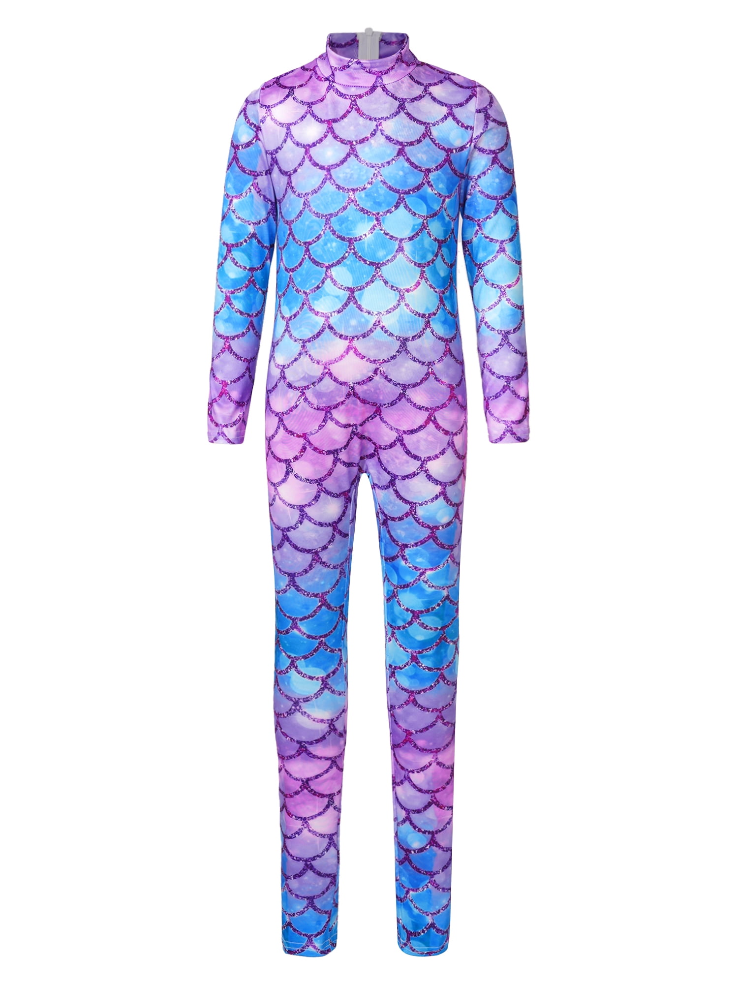 Haitryli Girls Full Length Long Sleeve Unitard Leotard Mermaid Fish ...